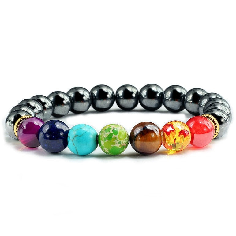 7 Chakraa Helmi rannekoru (Hematiitti) | Koruteline