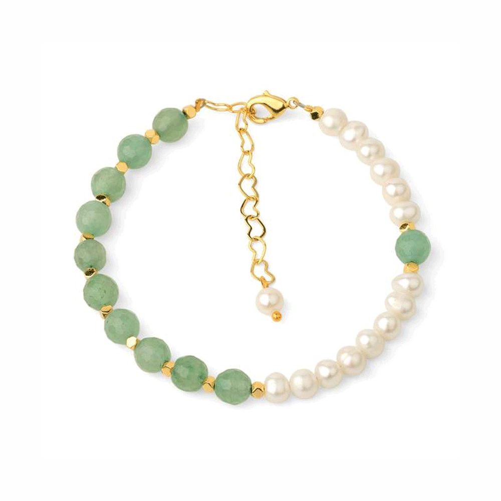 Aventuriini ja valkoinen helmi rannekoru | Koruteline